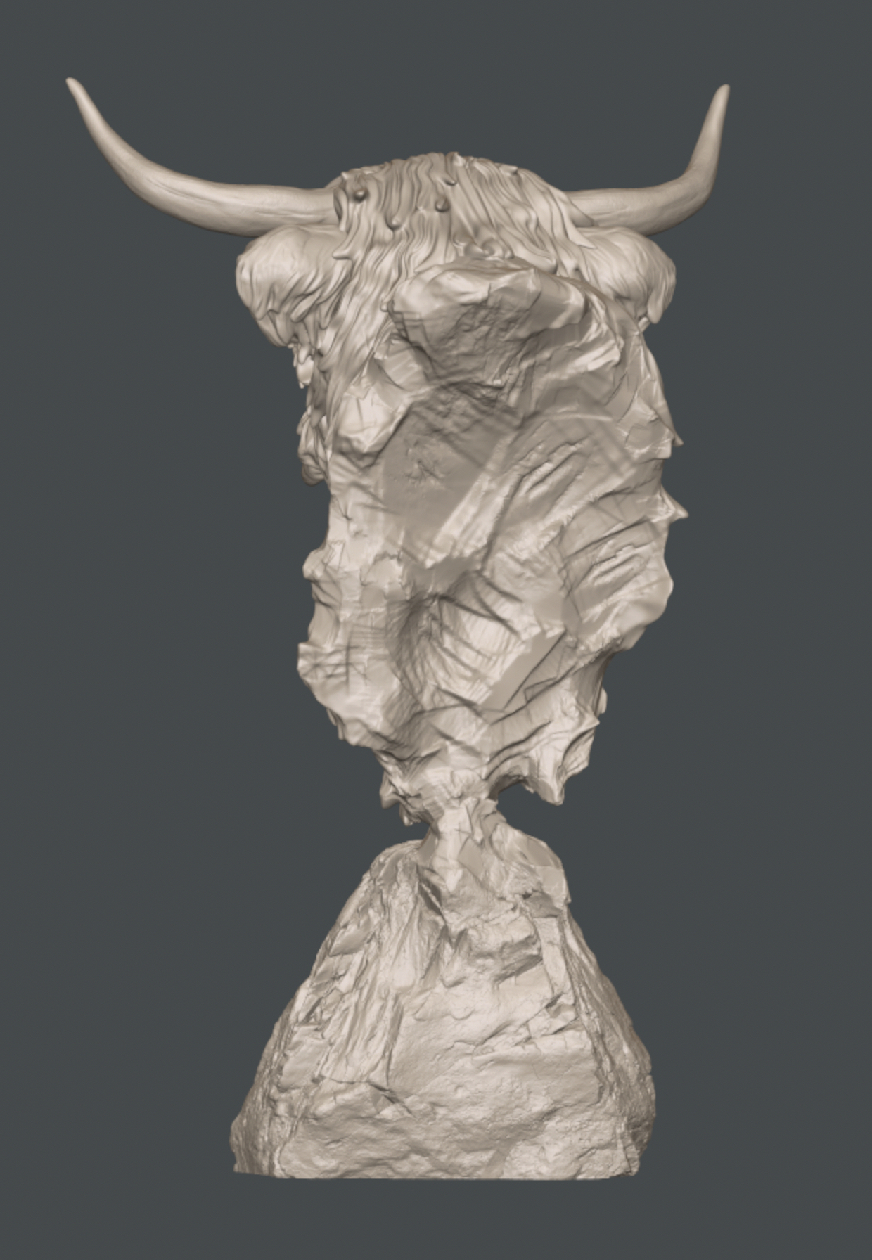 3D Printable Highland Cow Bust by Animal Den Miniatures