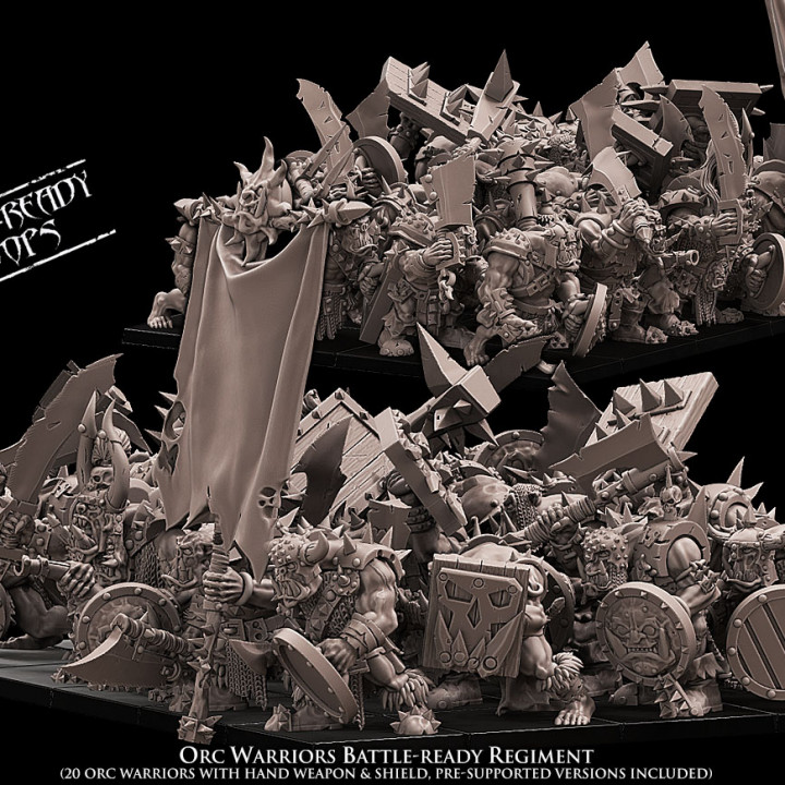 3D Printable Orc Warriors Battle-Ready regiment (20 Orcs) by Avatars of War