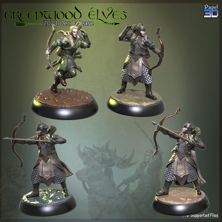 3D Printable Greenwood Elves_Archers by Papel 3D