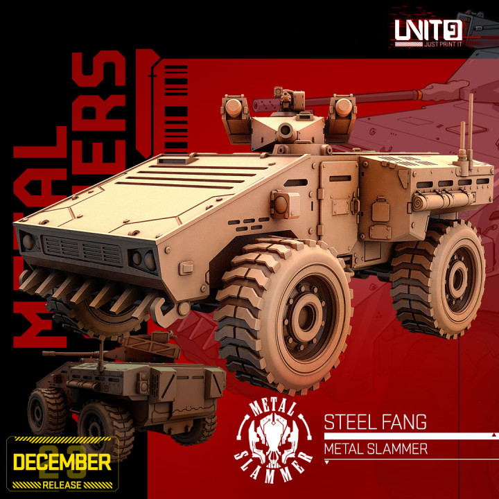 3D Printable Cyberpunk - Steel Fang - Metal Slammers vehicle by UNIT9