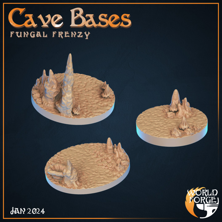 3D Printable Cave Bases by World Forge Miniatures