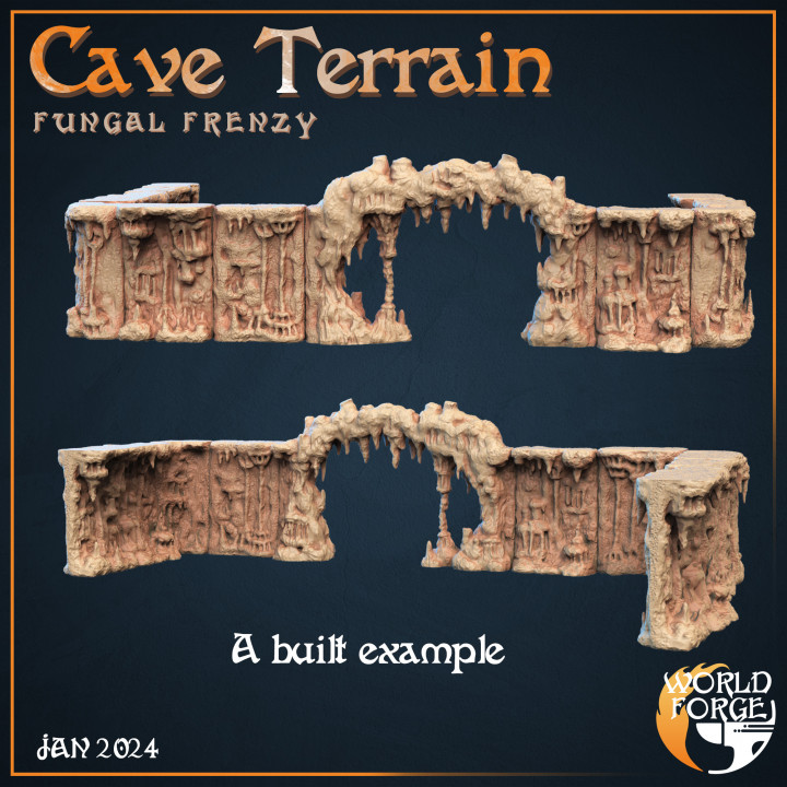 3D Printable Cave Terrain Kit by World Forge Miniatures