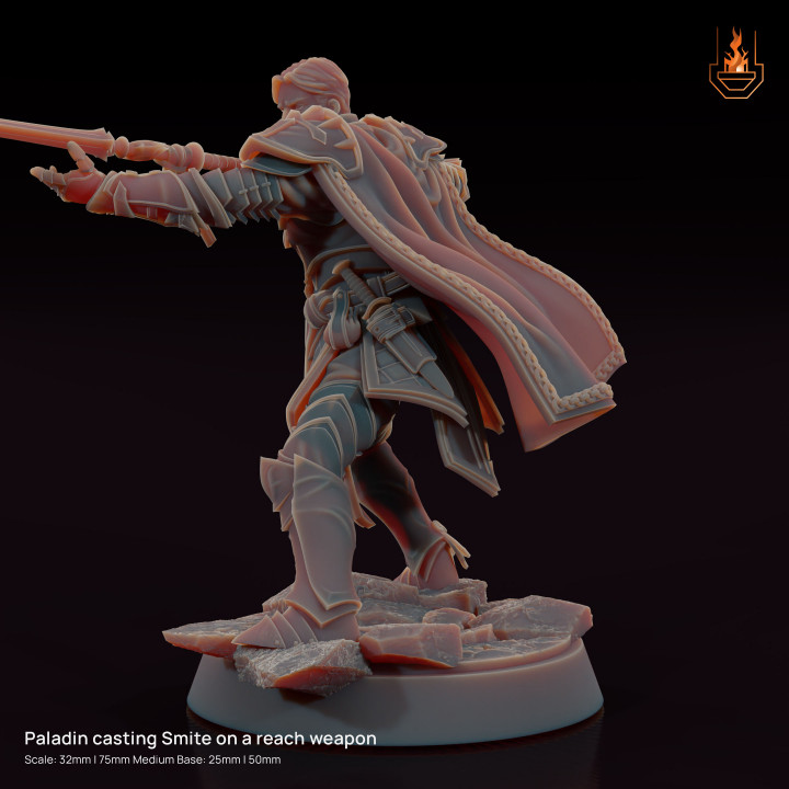 3D Printable Human Paladin casting Smite on his reach weapon [Supported ...