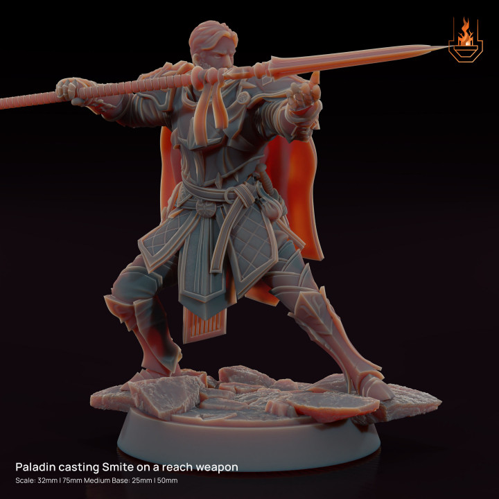 3D Printable Human Paladin casting Smite on his reach weapon [Supported ...