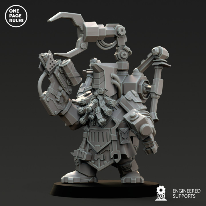 3D Printable Dwarf Champion (Engineer) - Dwarf Guilds by One Page Rules