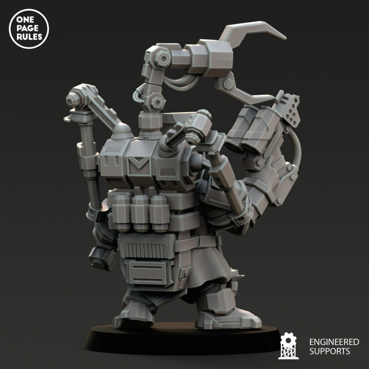 3D Printable Dwarf Champion (Engineer) - Dwarf Guilds by One Page Rules