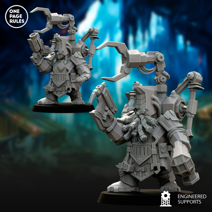 3D Printable Dwarf Champion (Engineer) - Dwarf Guilds by One Page Rules