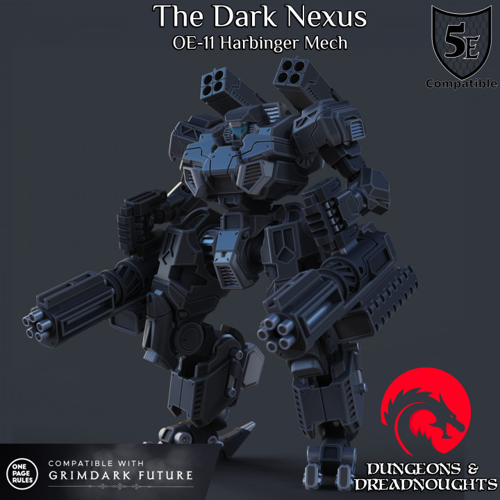 3D Printable OE-11 Harbinger Assault Mech by Dungeons and Dreadnoughts