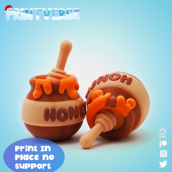 3D Printable Flexy Print In Place Honey Bee by Printverse