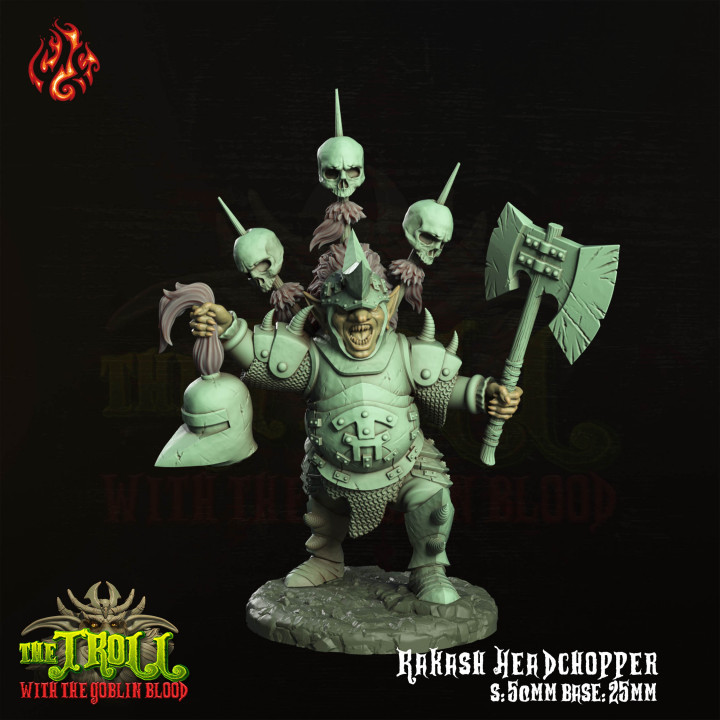 3D Printable Rakash Headchopper, Goblin Warboss by Crippled God Foundry