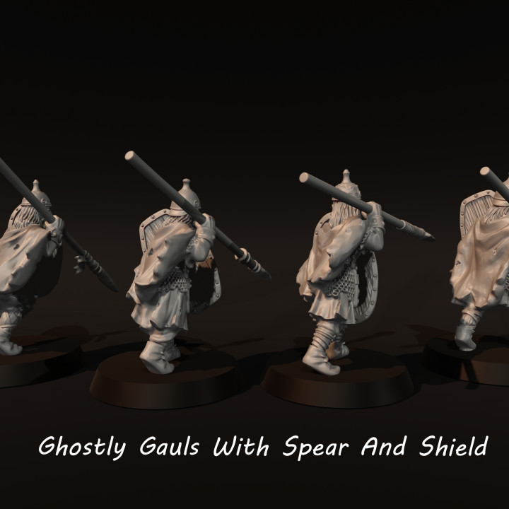 3D Printable Ghostly Gauls With Spear And Shield by Medbury Miniatures