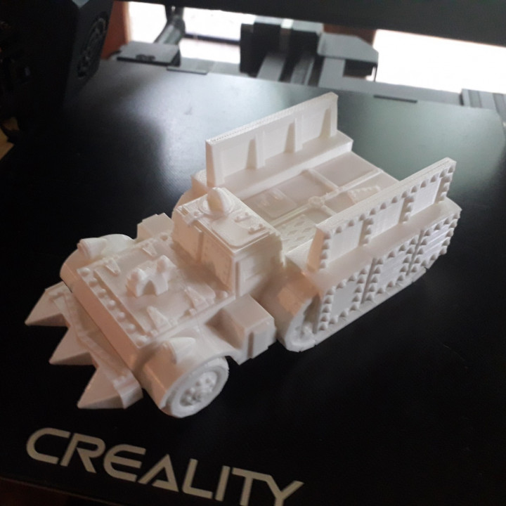 3D Printable Retro Space Ork Halftrack with Flak Gun by MortimerGraves