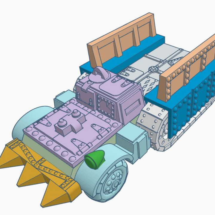 3D Printable Retro Space Ork Halftrack with Flak Gun by MortimerGraves