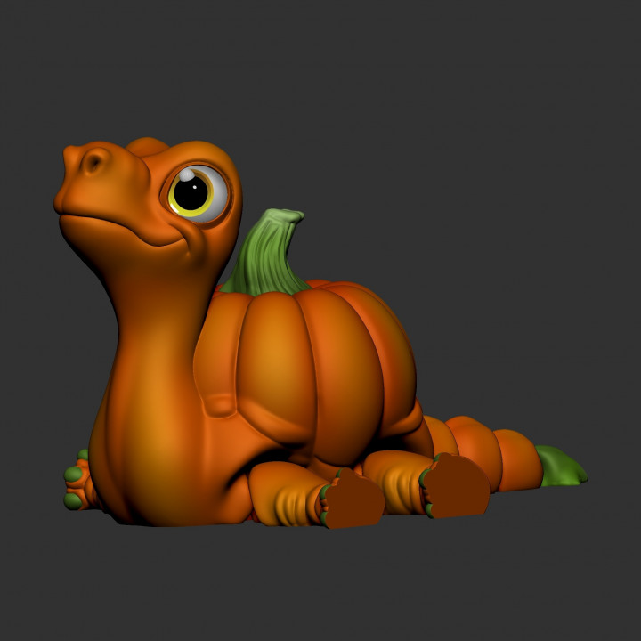 3D Printable Print In Place Flexi Pumpkasaurus by TriDimensionPrints