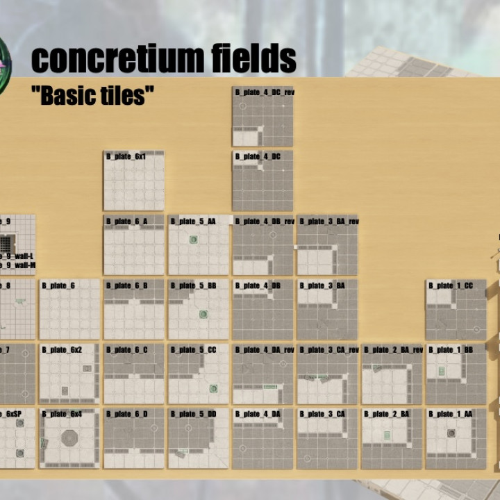 3D Printable Concretium fields - basic tiles by LumosMiniatureTerrain