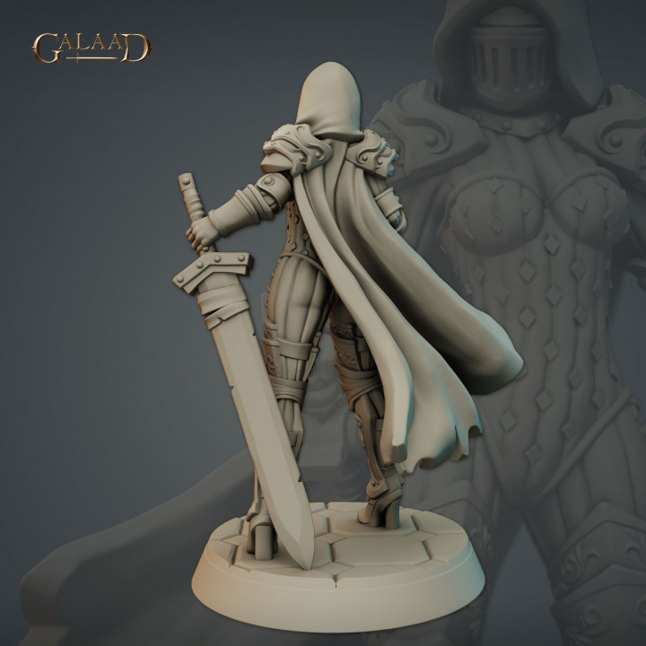 3D Printable Female Knight + variant 03 by Galaad Miniatures