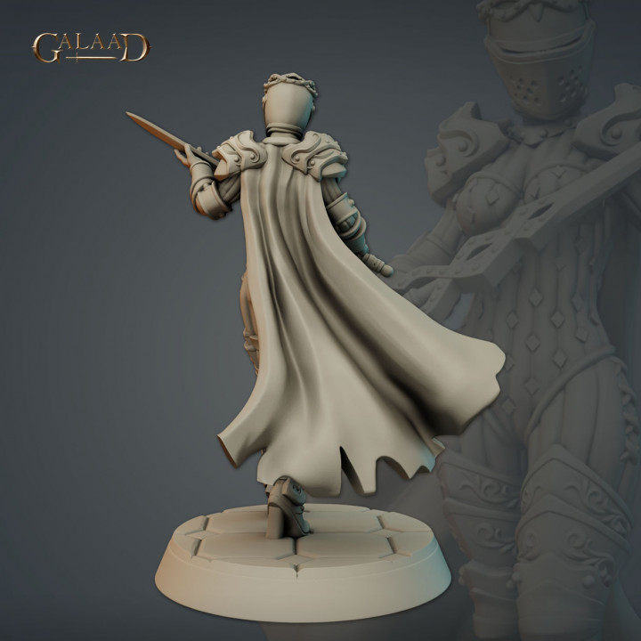 3D Printable Female Knight + variant 02 by Galaad Miniatures