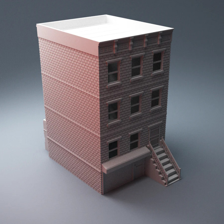 3D Printable Urban Three Floor House 'C' 28mm by Corvus Games Terrain