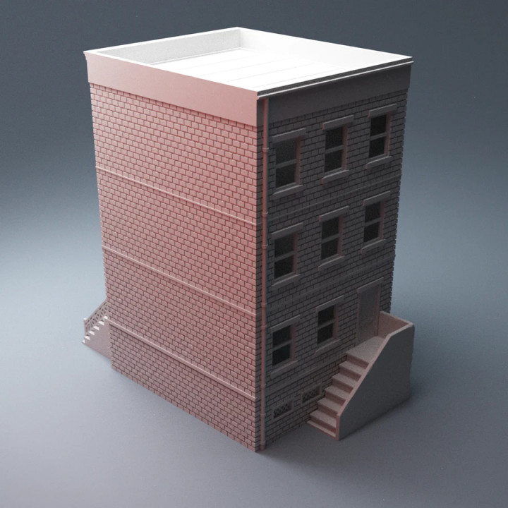3D Printable Urban Three Floor House 'C' 28mm by Corvus Games Terrain