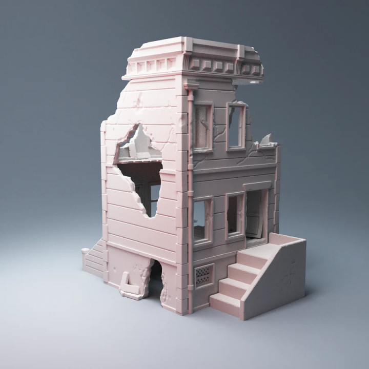 3D Printable Urban Ruined Three Floor House 'B' 28mm by Corvus Games ...