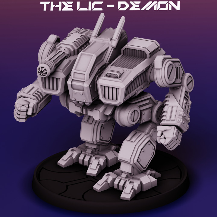 3D Printable The LIC - Demon light Mech by The Lelanian Industrial Complex