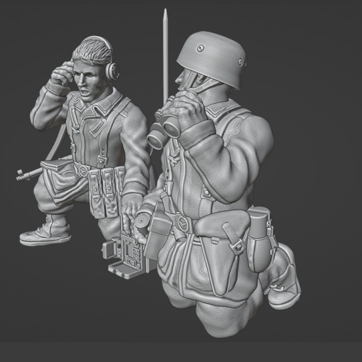 3D Printable 28mm German Fallschirmjager Radio Operators by Colonel Muller