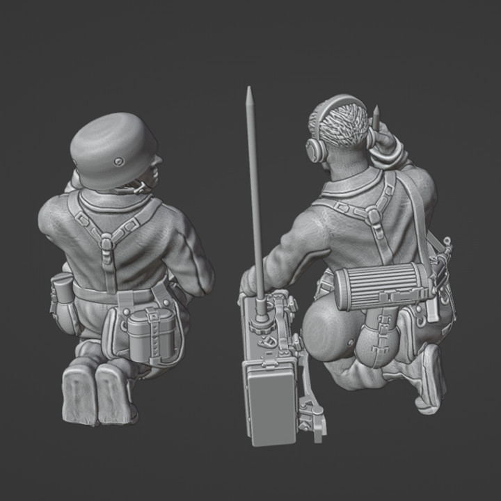 3D Printable 28mm German Fallschirmjager Radio Operators by Colonel Muller