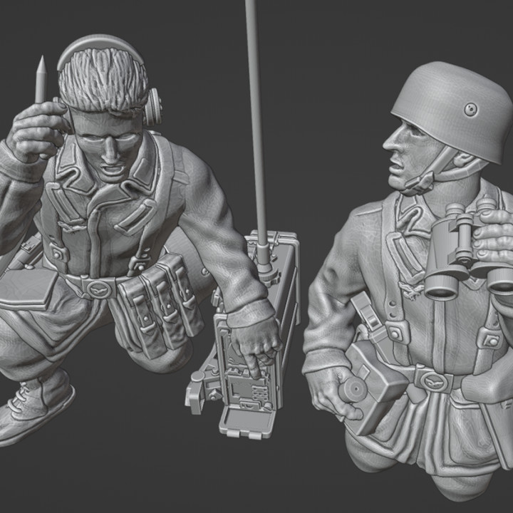 3D Printable 28mm German Fallschirmjager Radio Operators by Colonel Muller