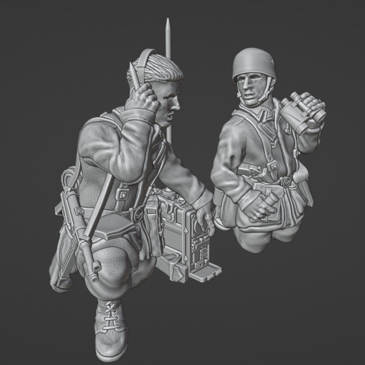 3D Printable 28mm German Fallschirmjager Radio Operators by Colonel Muller