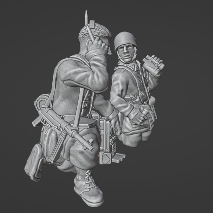 3D Printable 28mm German Fallschirmjager Radio Operators by Colonel Muller
