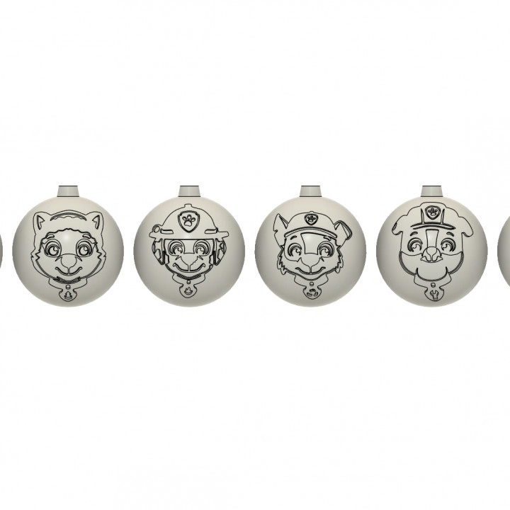 3D Printable Paw Patrol Christmas Baubles by Chess