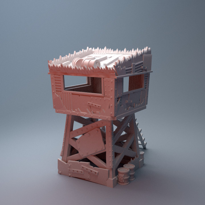 3D Printable Scifi Grimdark Junktown Ruins Lookout Tower 28mm by Corvus ...