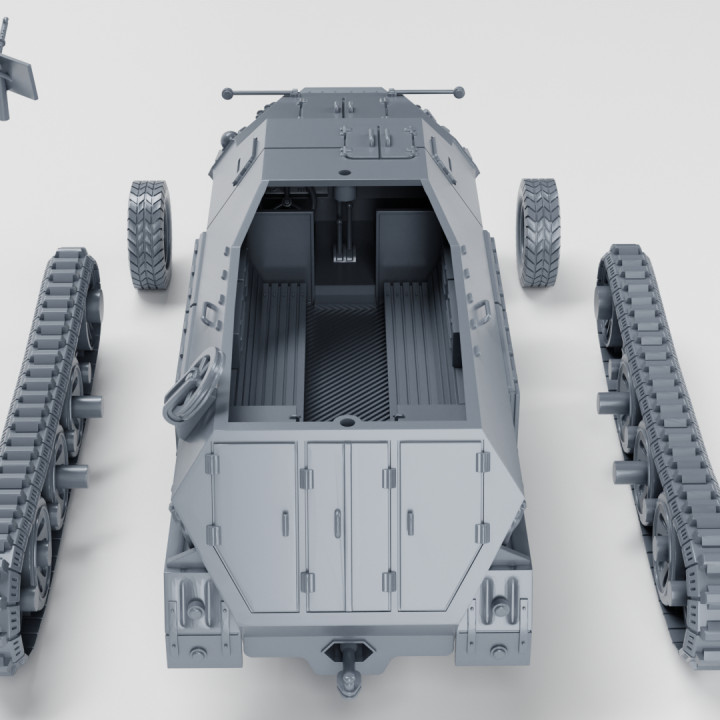3D Printable Half-track Sd.Kfz.8 DB10 Gepanzerte 12t + Crewmen (Germany, WW2) by Wargame3d