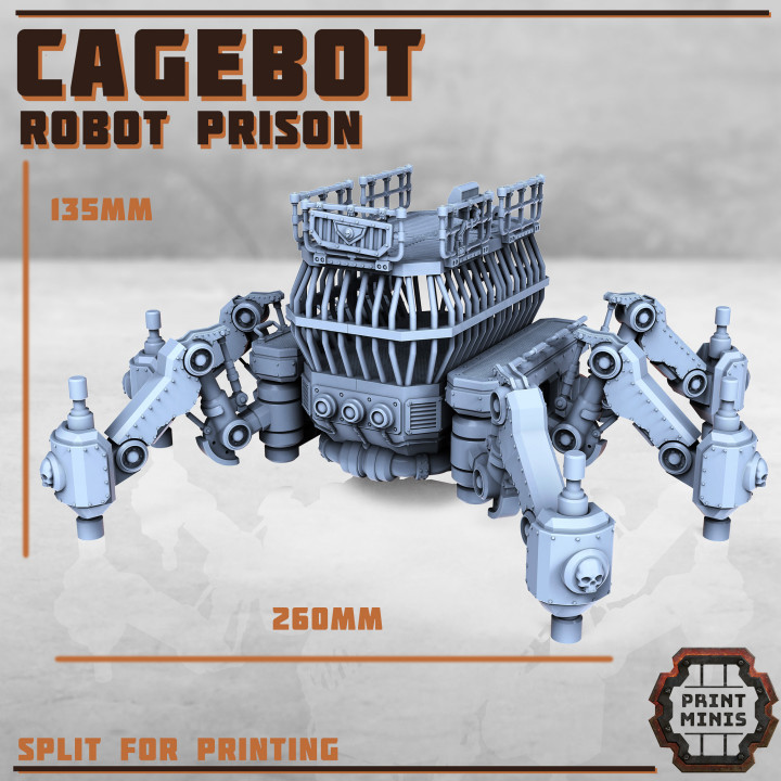 3D Printable Cagebot - Robot Prison by Print Minis