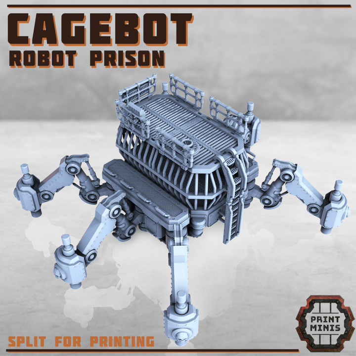 3D Printable Cagebot - Robot Prison by Print Minis