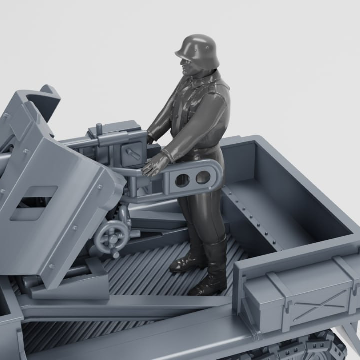 3D Printable Half-track Sd.Kfz.10/5 with armor and 5cm PAK 38 + Crewmen ...