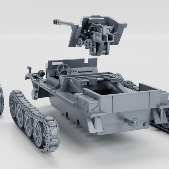 3D Printable Half-track Sd.Kfz.10/5 with armor and 5cm PAK 38 + Crewmen ...