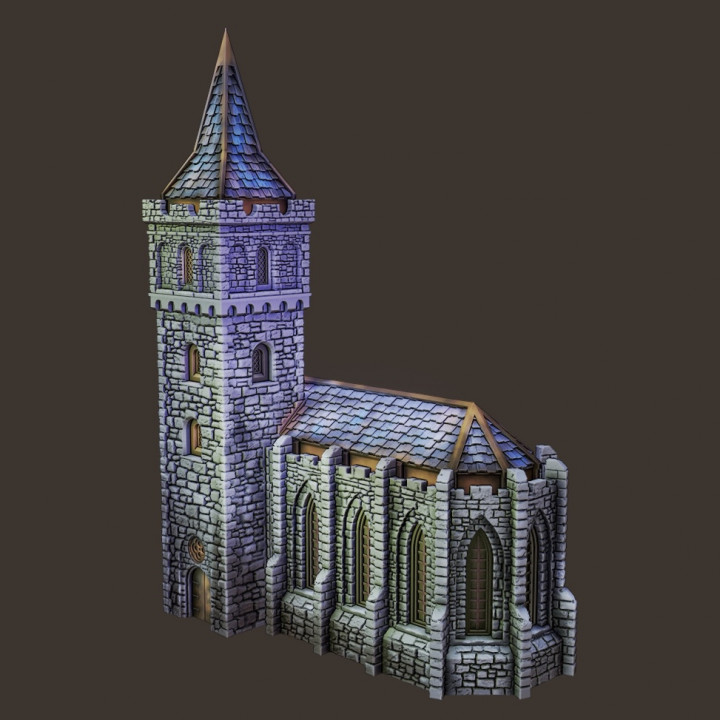 3D Printable small gothic village church by LumosMiniatureTerrain