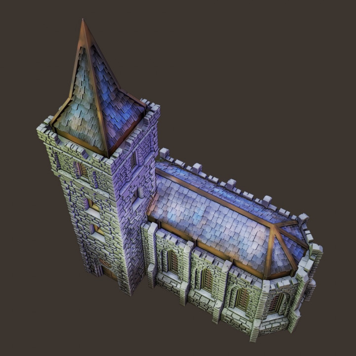 3D Printable small gothic village church by LumosMiniatureTerrain