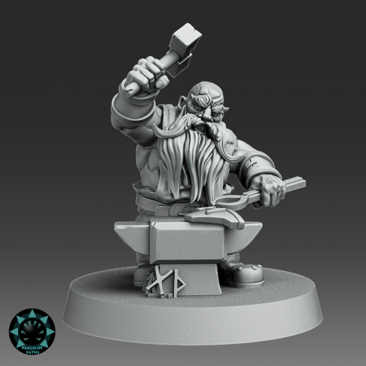 3D Printable Dwarf - Support Staff - Fantasy Football by Realm of Paths