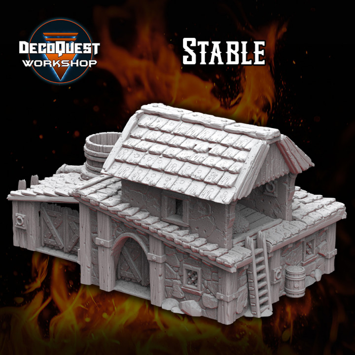 3D Printable Medieval stable by DecoQuest Workshop