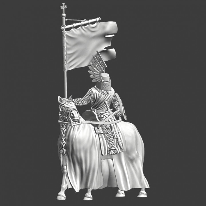 3D Printable Medieval Winged Knight - Mounted with banner by Northern ...