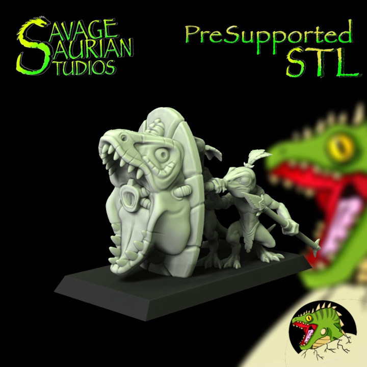 3D Printable Pygmy Lizardmen Terror Great Shield by Savage Saurian Studios