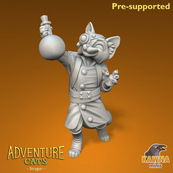 3D Printable Strygur Artificer Cat - Male by Kawna Minis