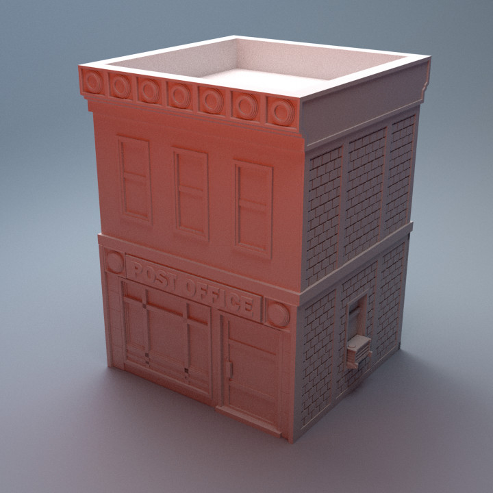 3D Printable Urban Post Office Building 28mm by Corvus Games Terrain