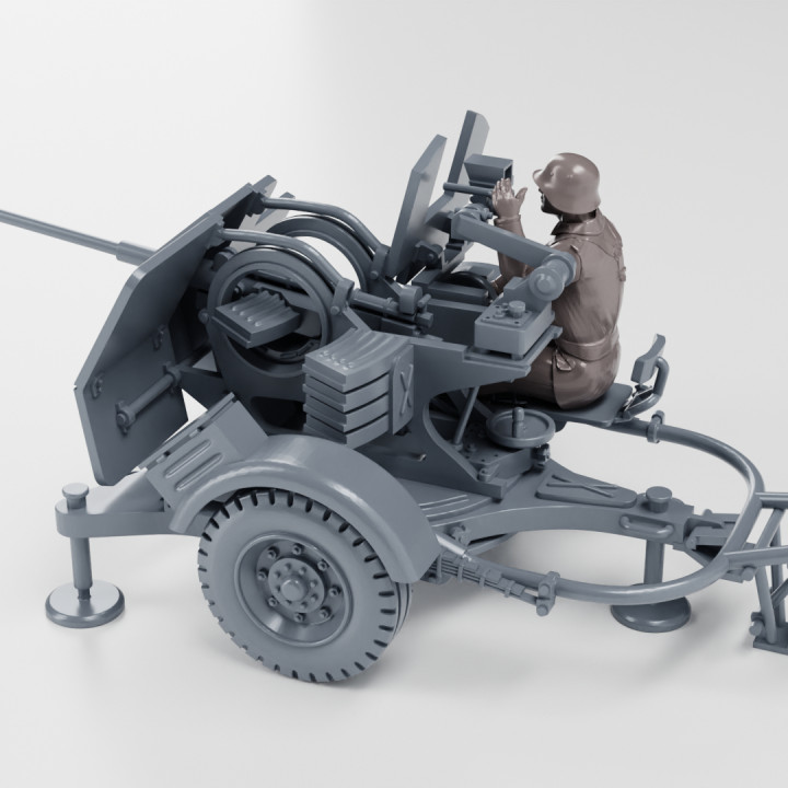 3D Printable Anti-aircraft gun 20mm Flak 38 + Gun operator (Germany ...