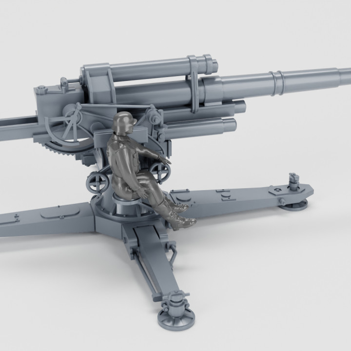 3D Printable Anti-aircraft gun 88mm Flak 18 + 2 Crewmen - on wheels ...