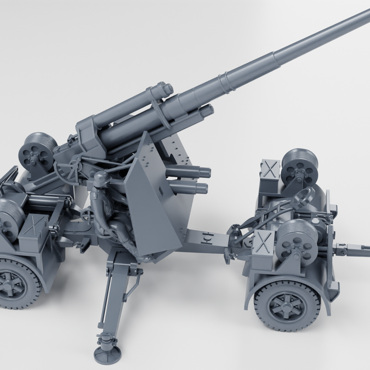 3D Printable Anti-aircraft gun 88mm Flak 18 + 2 Crewmen - on wheels ...