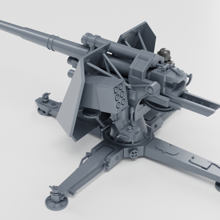 3D Printable Anti-aircraft gun 88mm Flak 18 + 2 Crewmen - on wheels ...