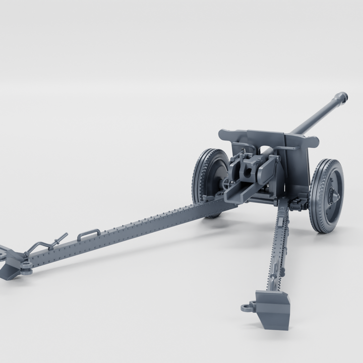 3D Printable Anti-tank gun 7.62cm PAK 36 + 2 Crewmen - on wheels and on ...